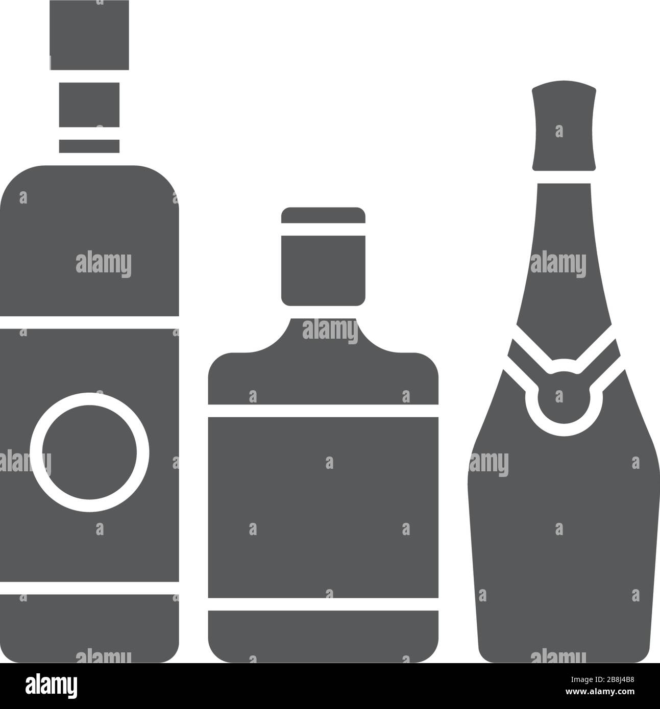 Alcohol beverage bottles vector icon symbol isolated on white ...