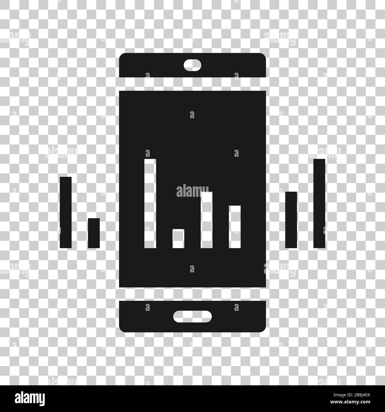 Phone diagram icon in flat style. Smartphone growth statistic vector ...
