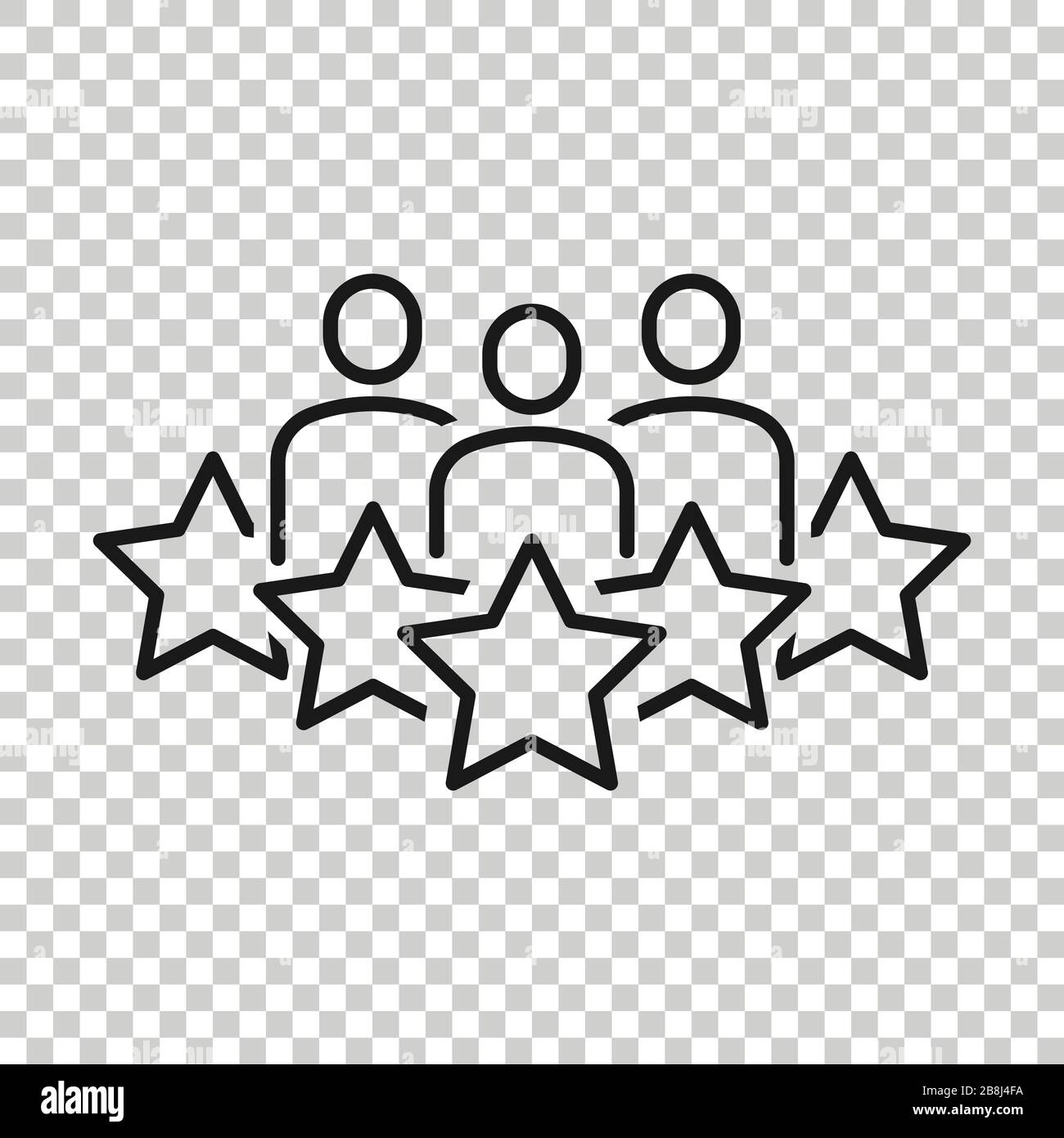 People with stars icon in flat style. Businessman rating vector ...