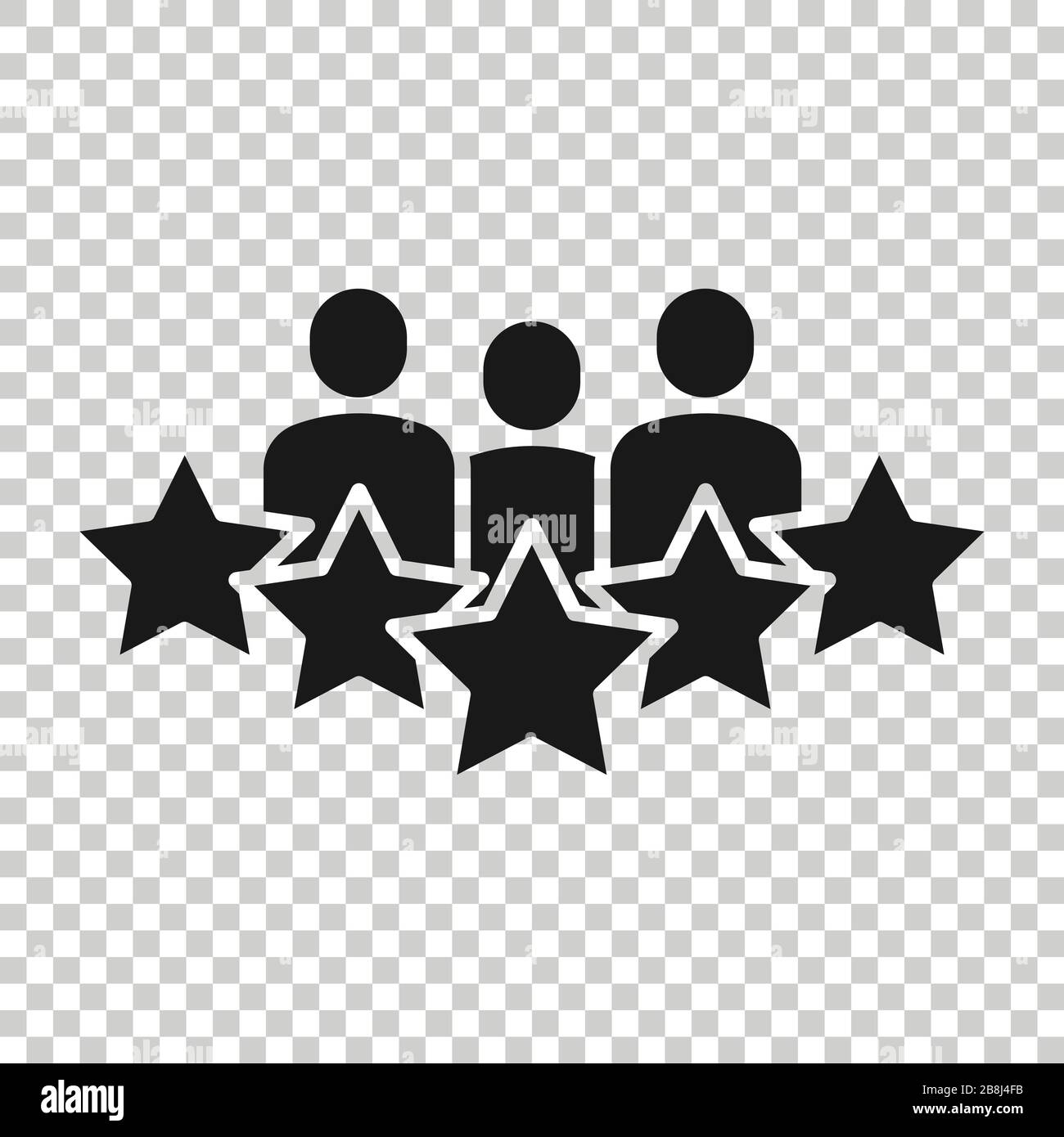 People with stars icon in flat style. Businessman rating vector ...