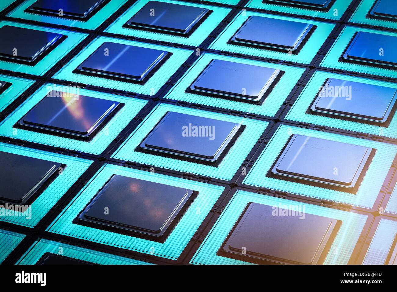 Quantum computer technology concept with 3d rendering cpu chips on board Stock Photo - Alamy