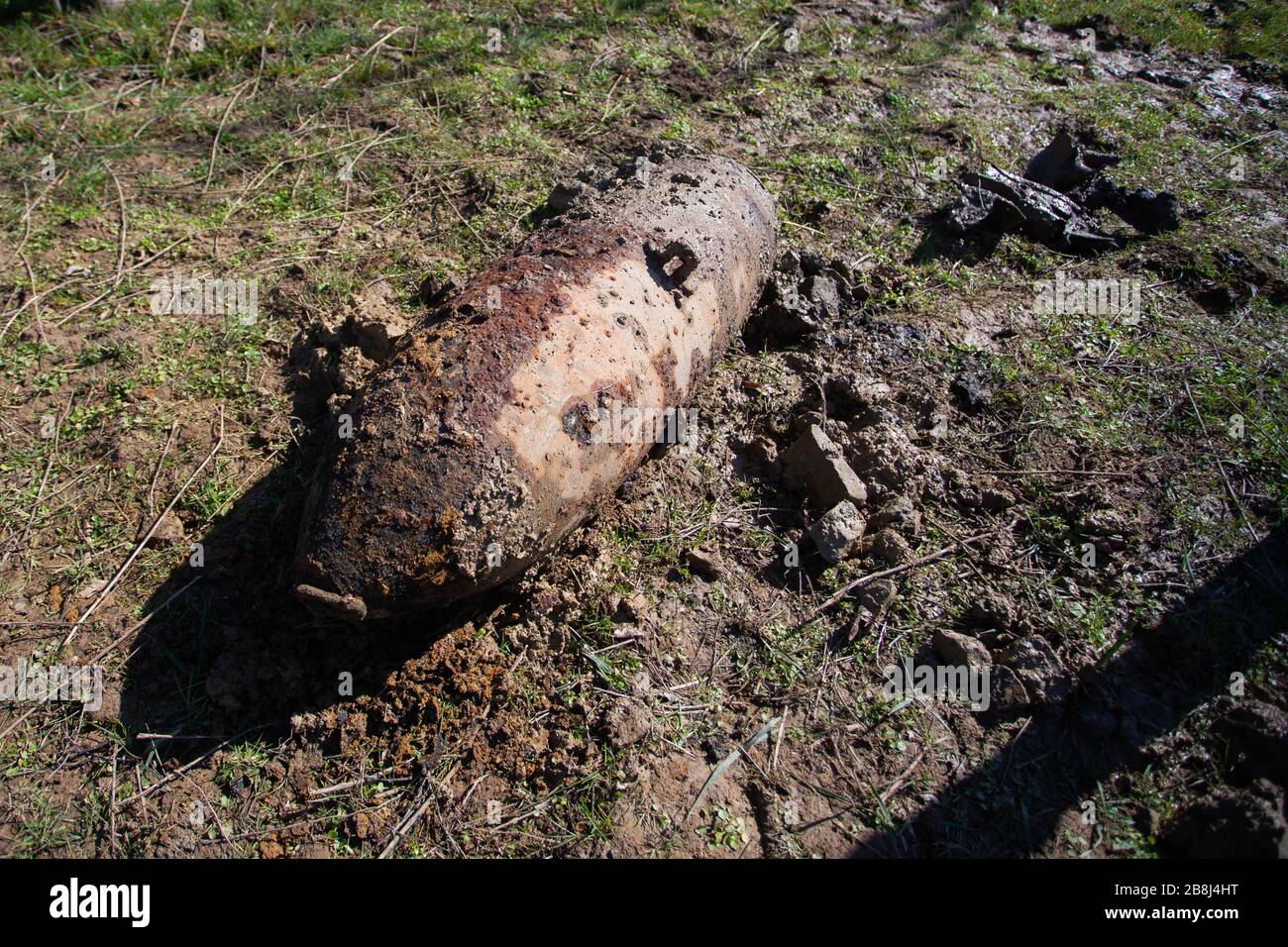 Stuttgart, Germany. 22nd Mar, 2020. A British aerial bomb lies in a ...