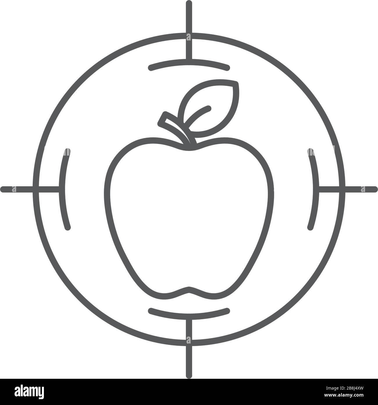 Apple with target vector icon symbol isolated on white background Stock ...