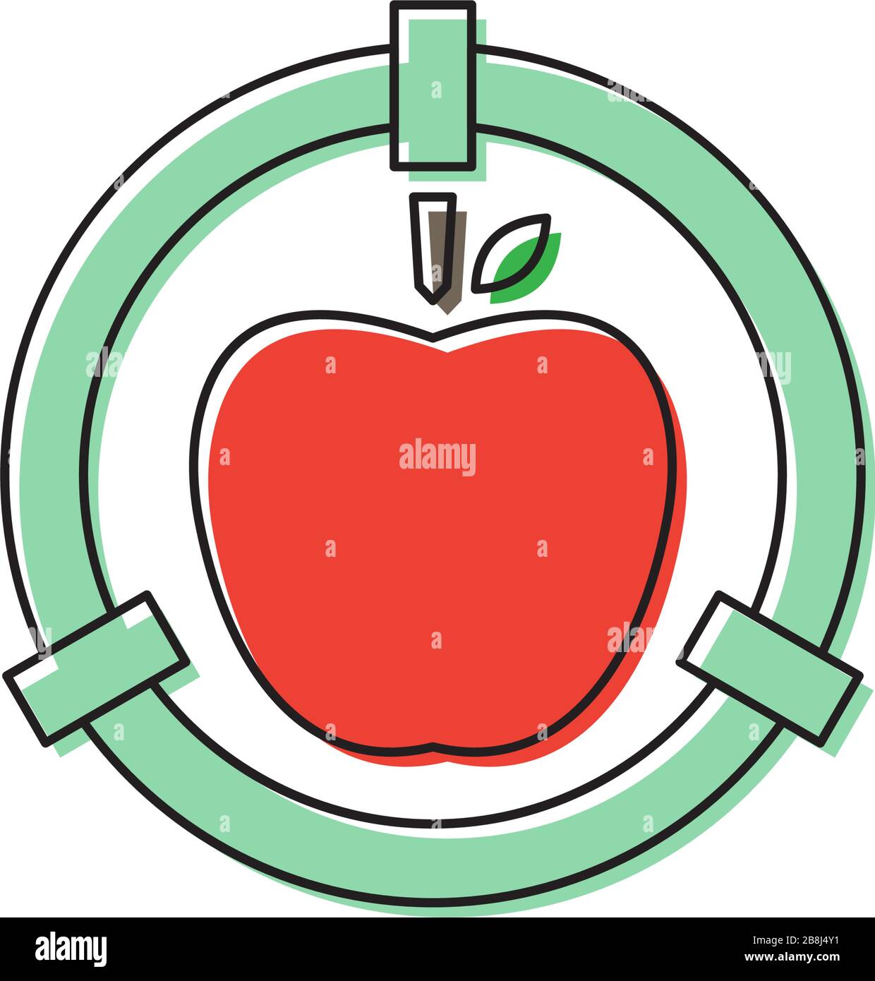 Apple with target vector icon symbol isolated on white background Stock ...