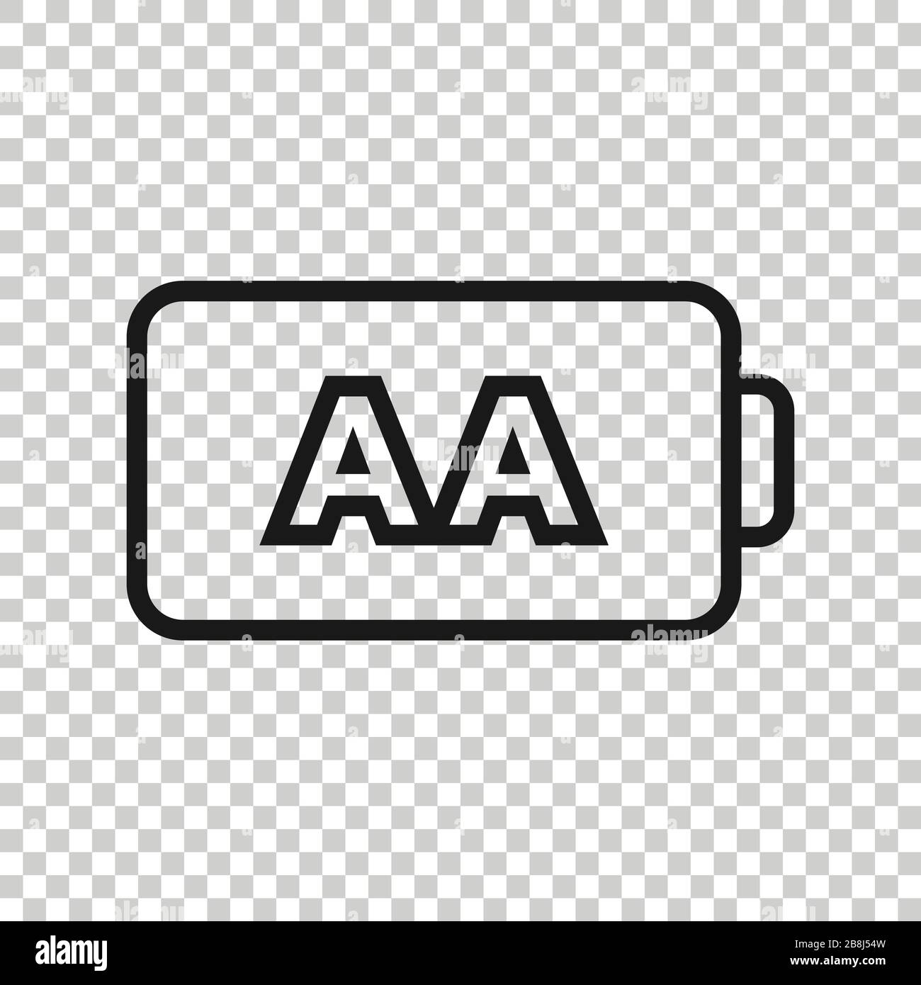 AA battery icon in flat style. Power level vector illustration on white ...