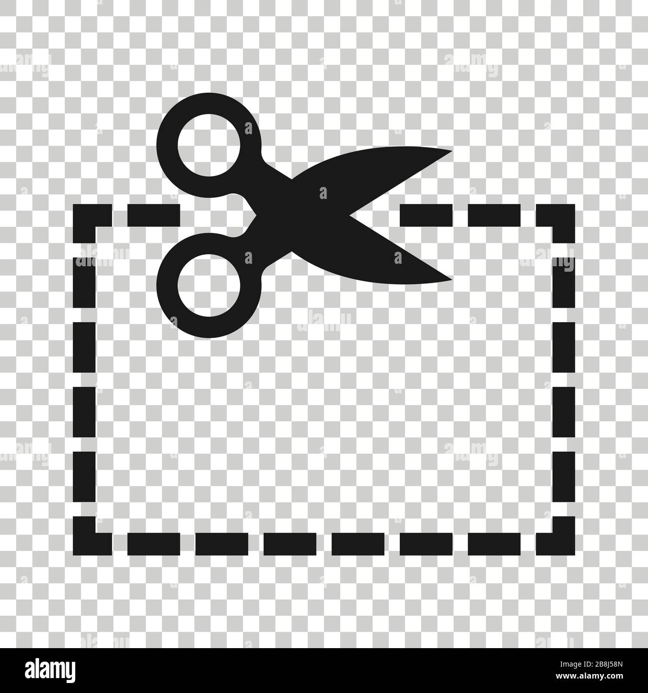 Coupon cut lines icon in flat style. Scissors snip sign vector ...