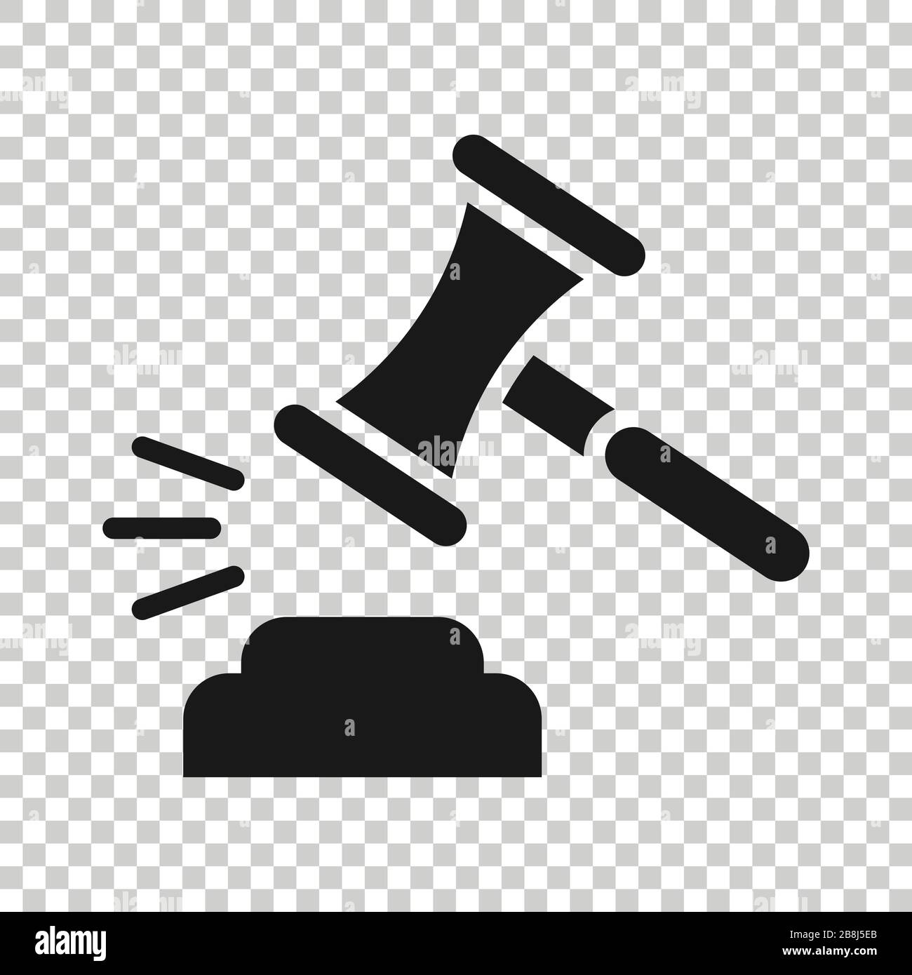 Auction hammer icon in flat style. Court sign vector illustration on ...