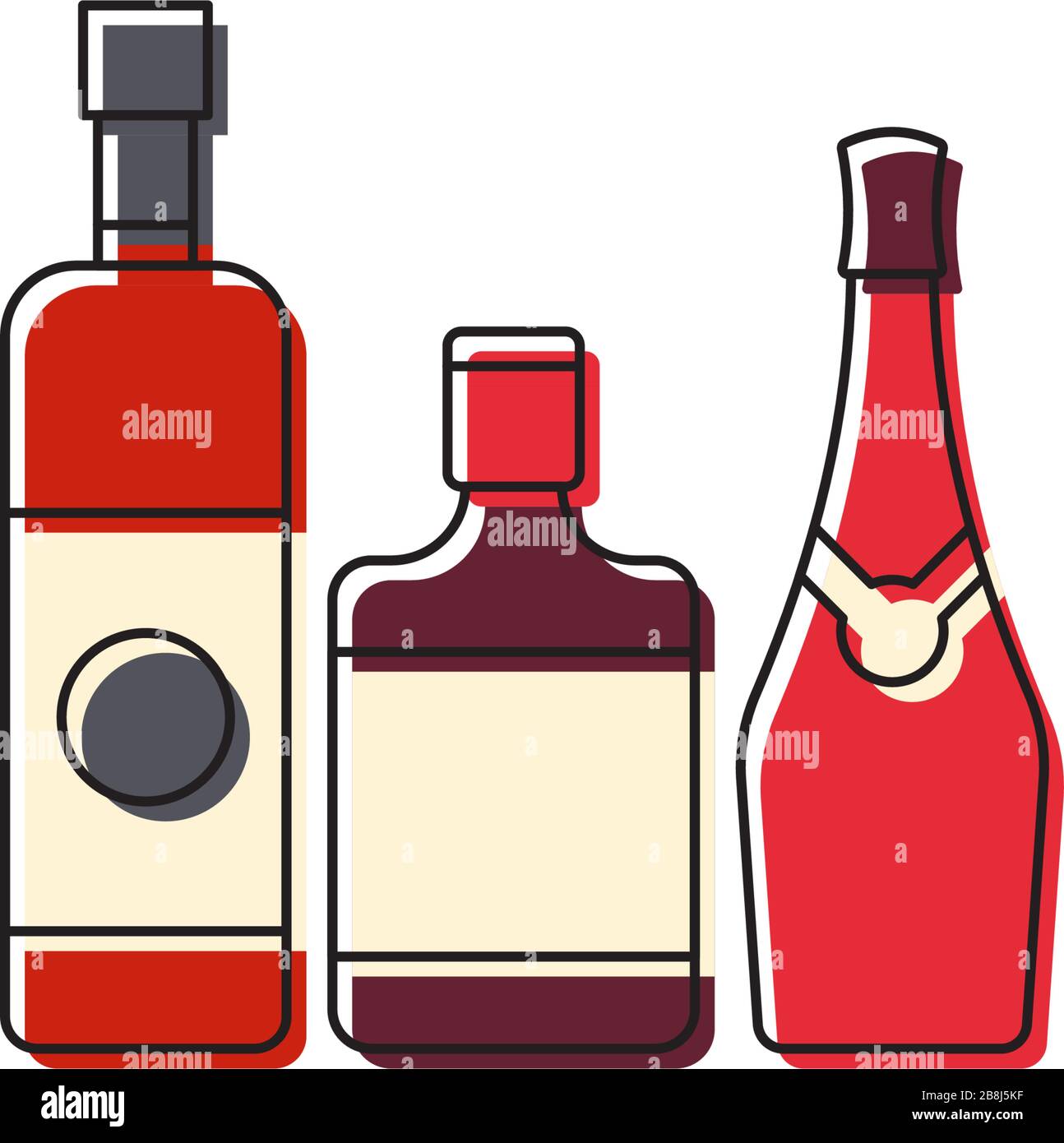 Alcohol beverage bottles vector icon symbol isolated on white ...