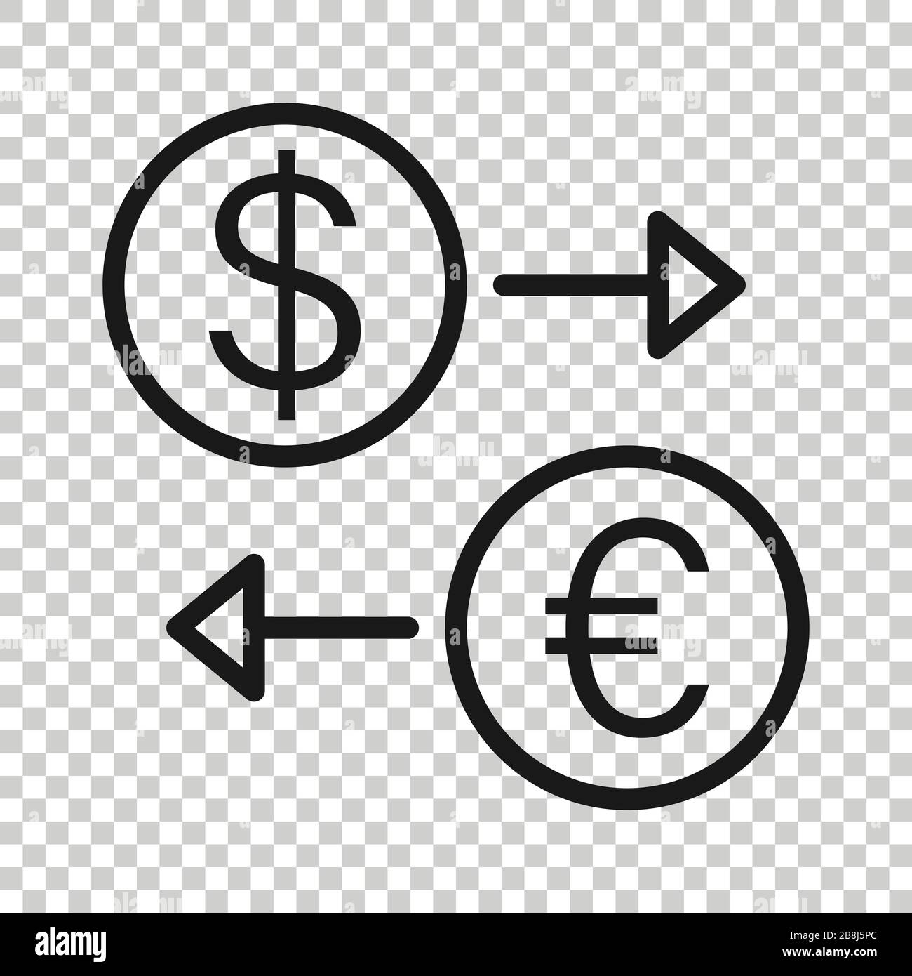 Currency exchange icon in flat style. Dollar euro transfer vector ...