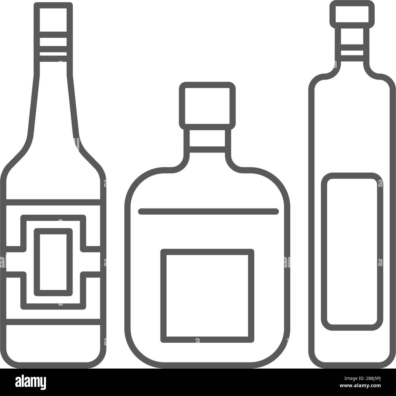 Alcohol beverage bottles vector icon symbol isolated on white ...