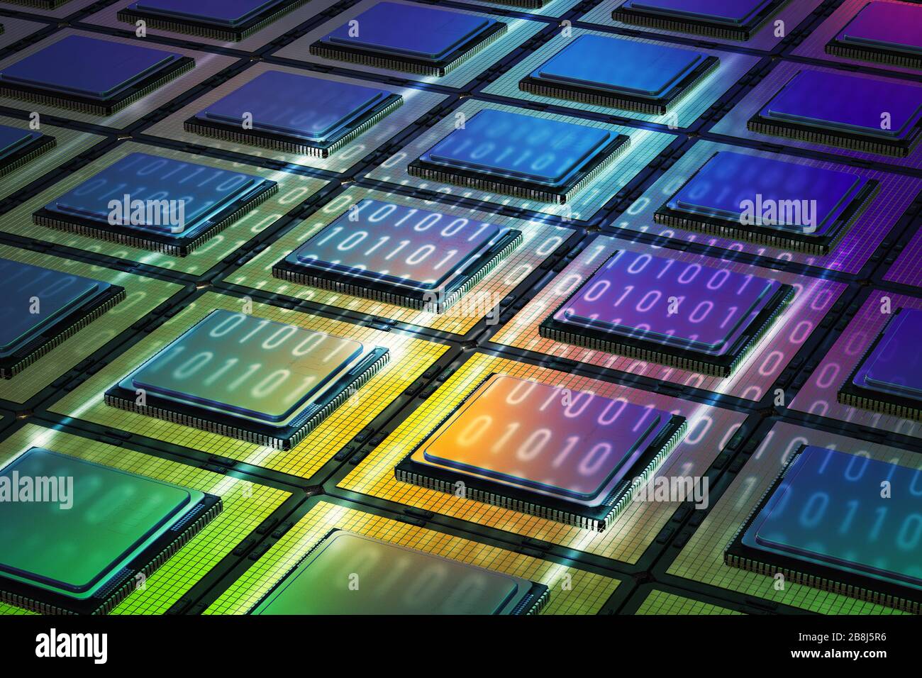 Quantum computer technology concept with 3d rendering cpu chips on board Stock Photo - Alamy