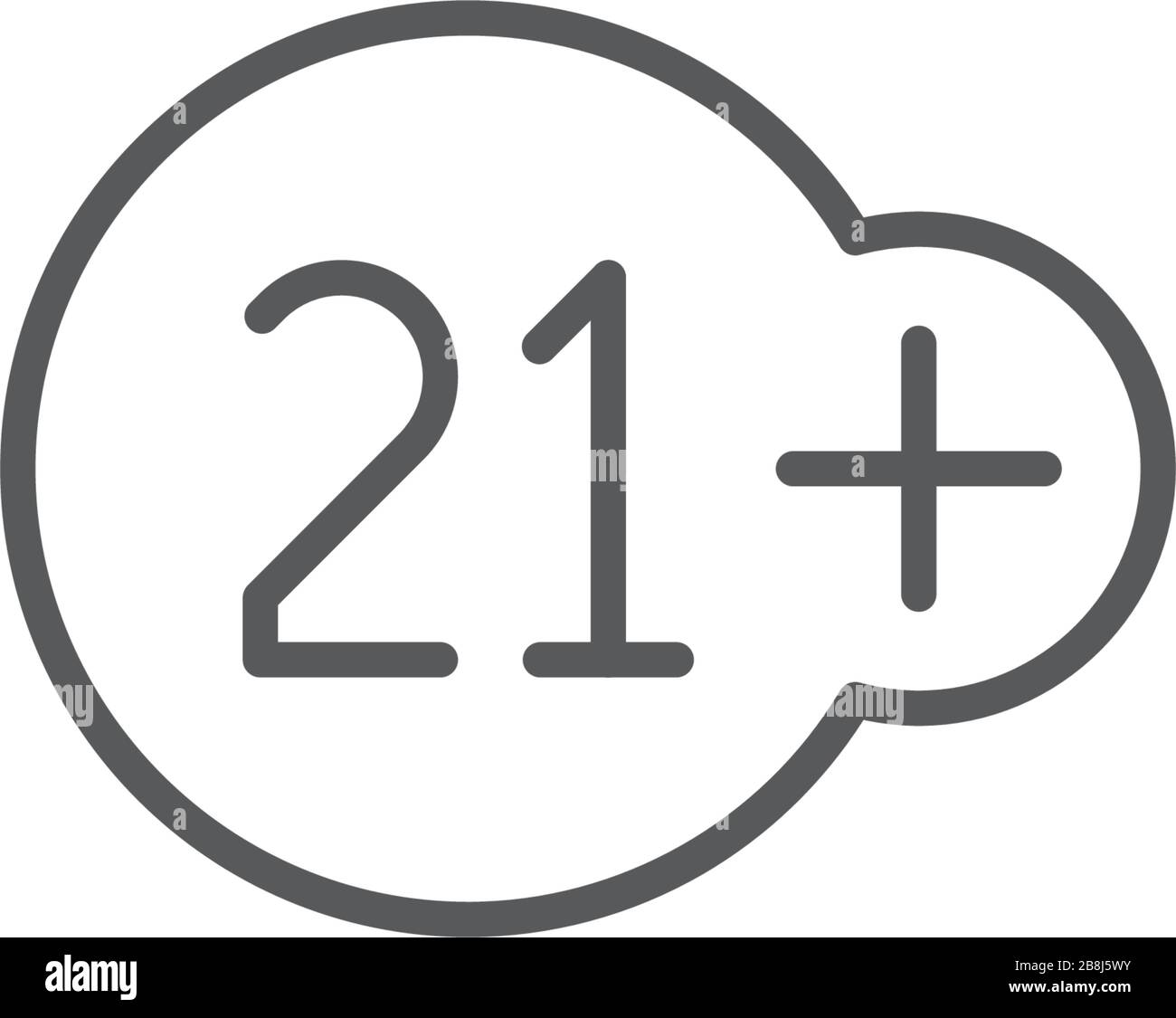 21 plus years old sign vector icon symbol isolated on white background ...