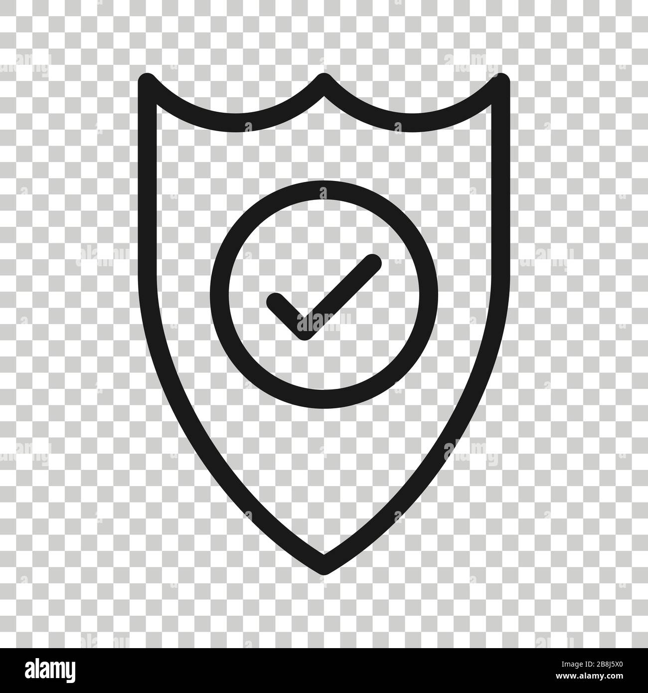 Shield with check mark icon in flat style. Protect vector illustration ...