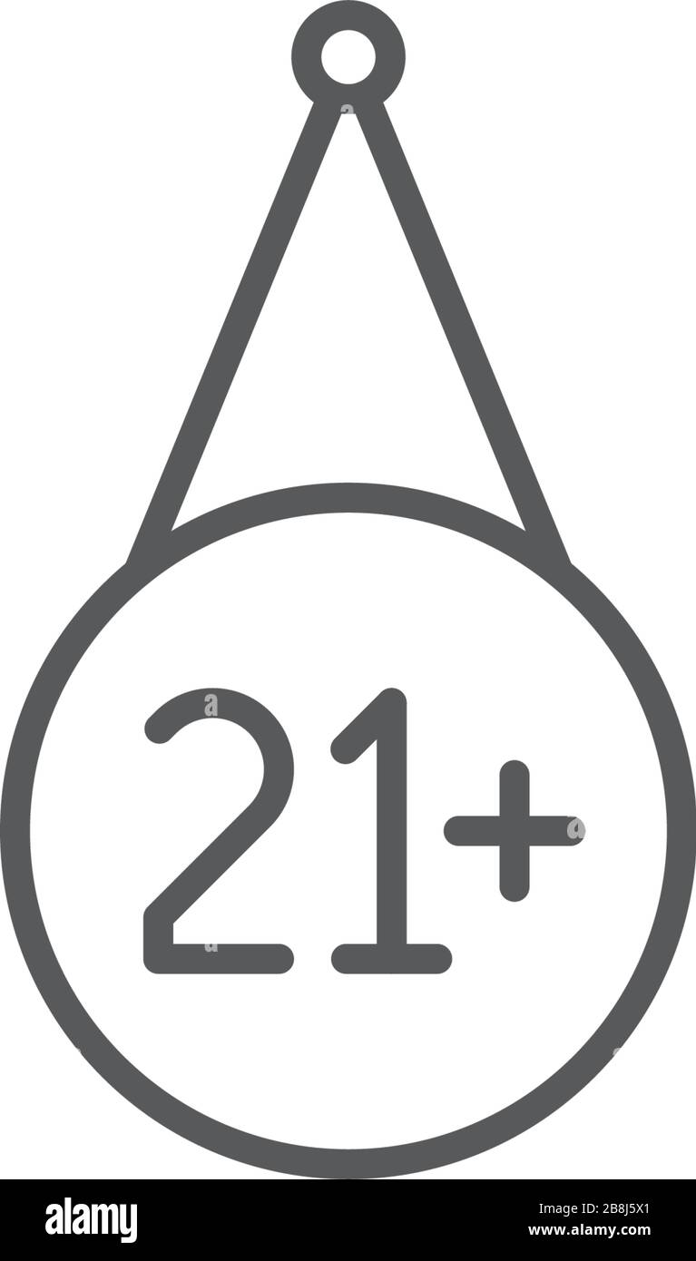 21 plus years old sign vector icon symbol isolated on white background ...