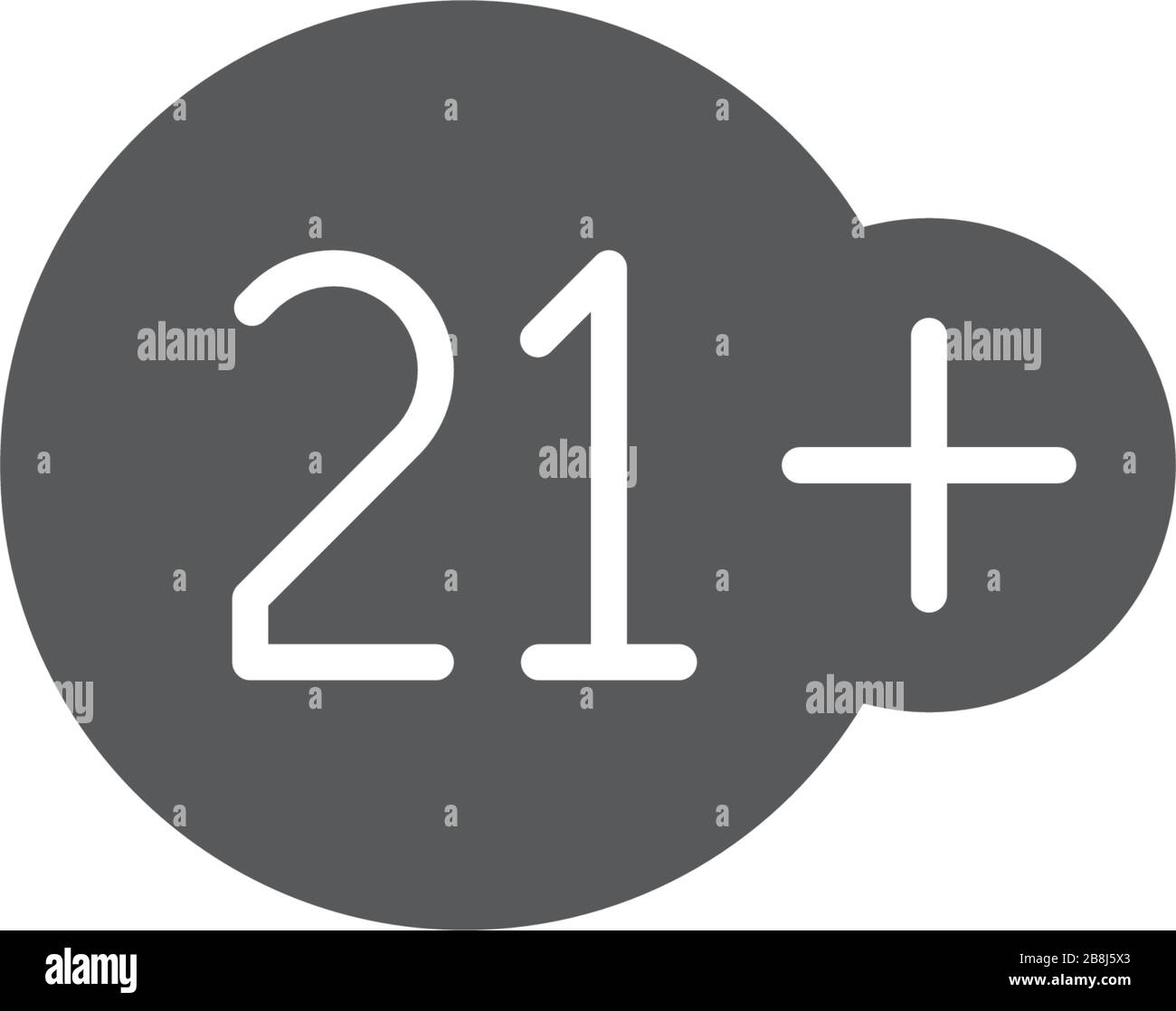 21 plus years old sign vector icon symbol isolated on white background ...