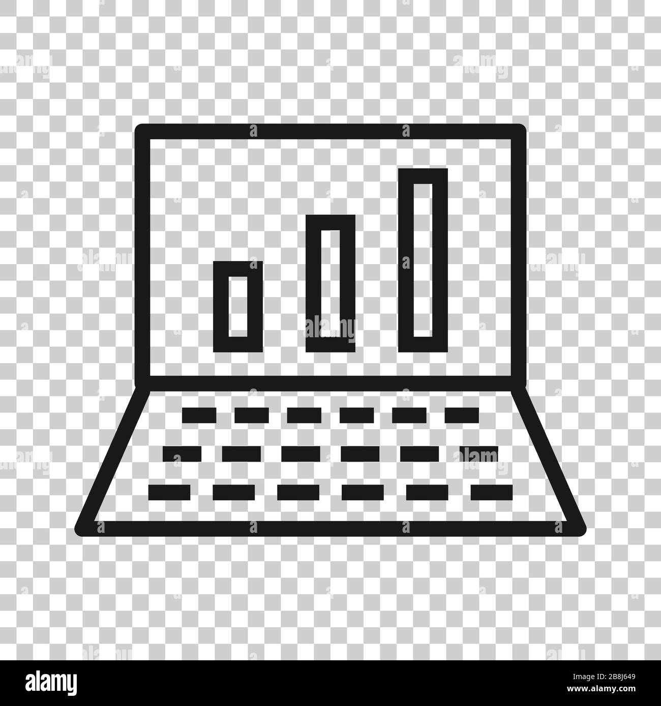 Laptop chart icon in flat style. SEO data vector illustration on white ...