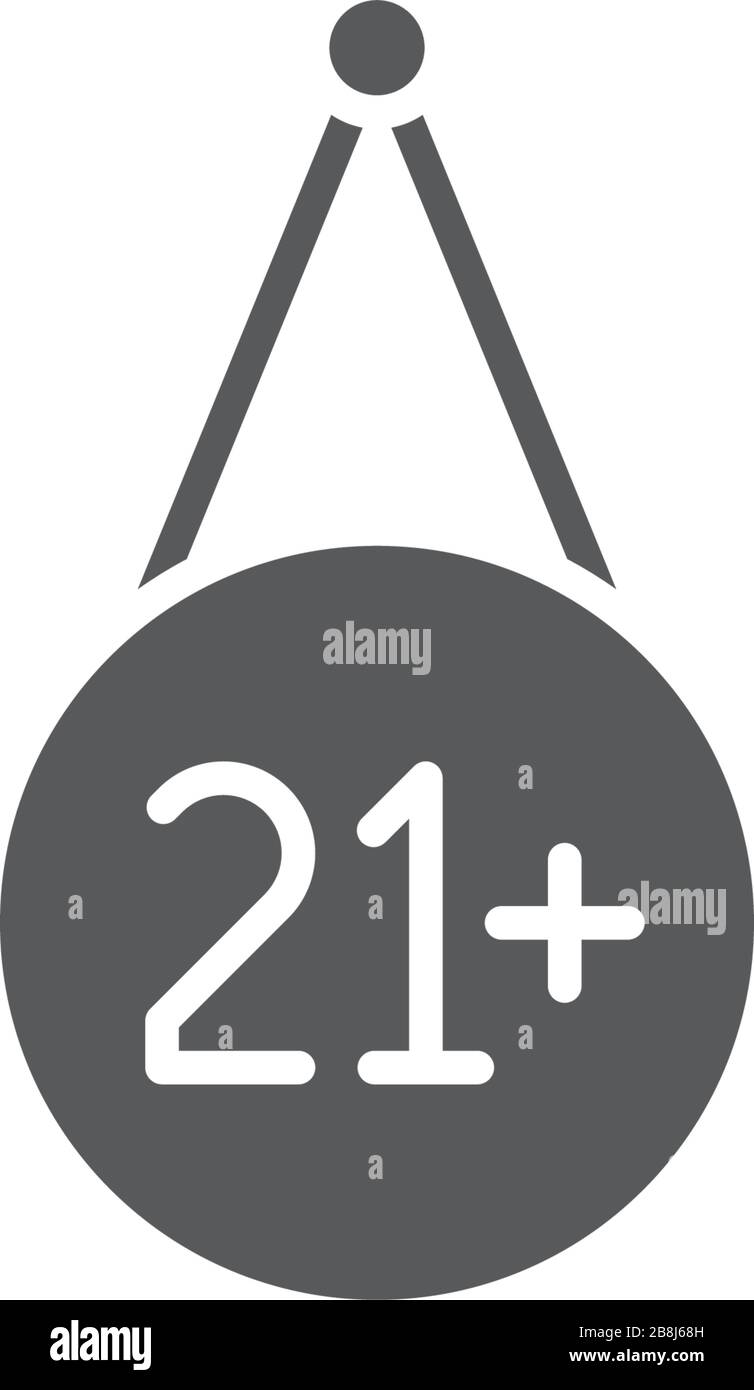 21 plus years old sign vector icon symbol isolated on white background ...