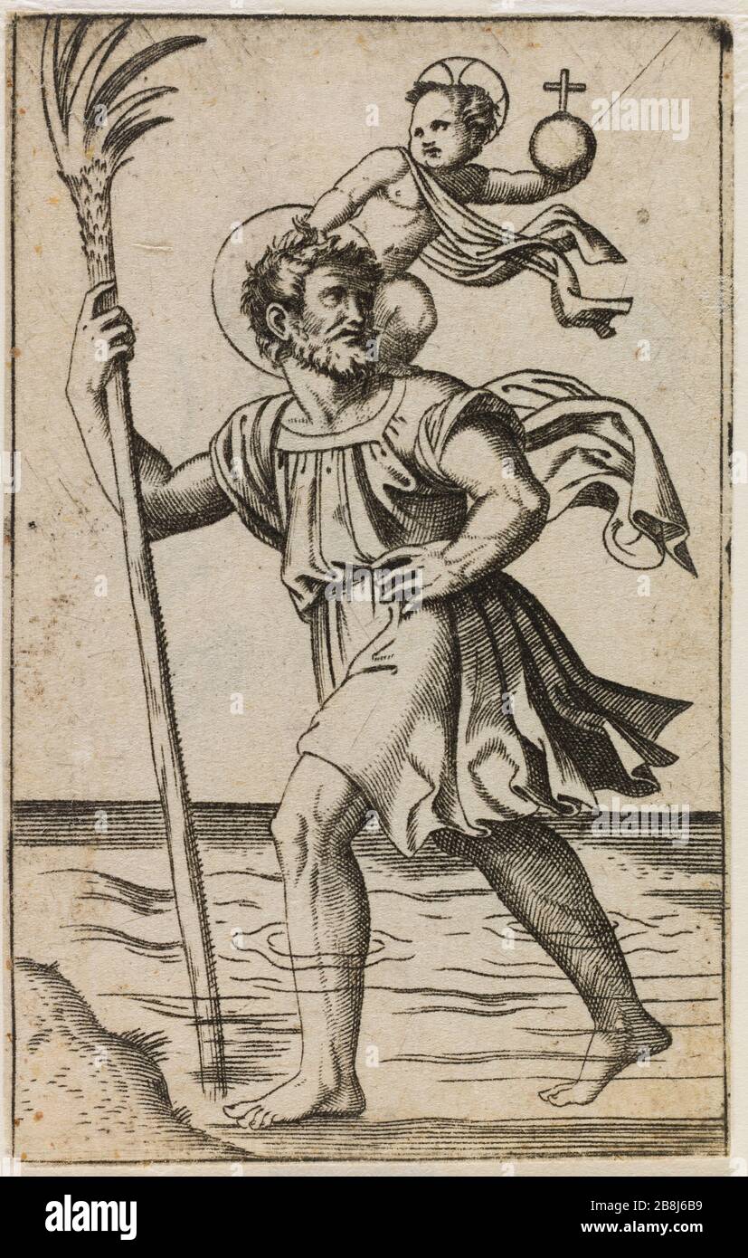 Saint Christophe (Bartsch 146) Marc Antoine Raimondi (1480-vers1534 ...