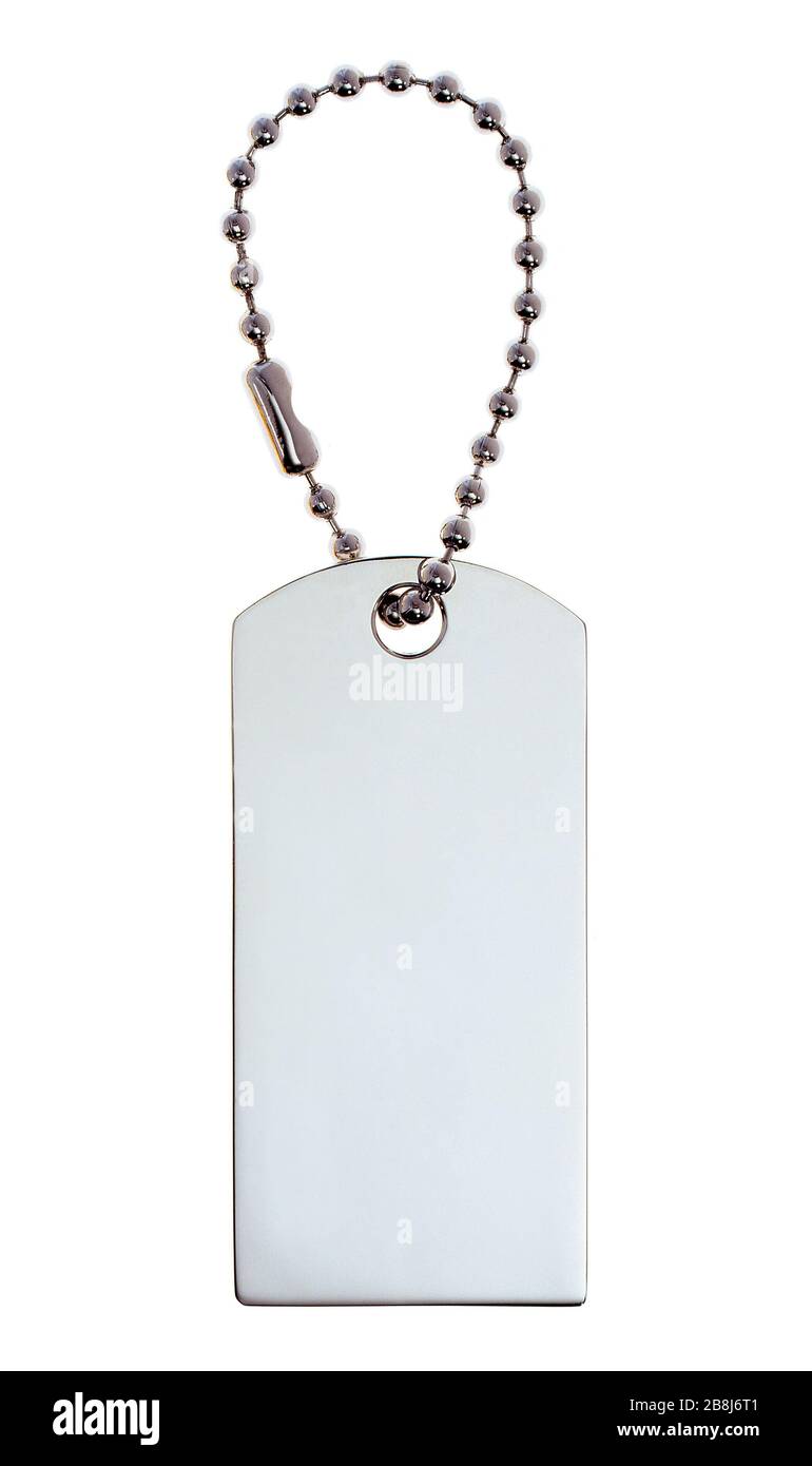 Silver Tag or Charm or Label isolated on white background Stock Photo ...
