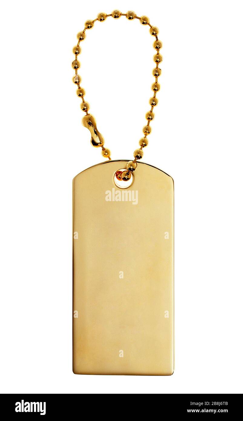 Gold Tag or Charm or Label isolated on white background Stock Photo - Alamy