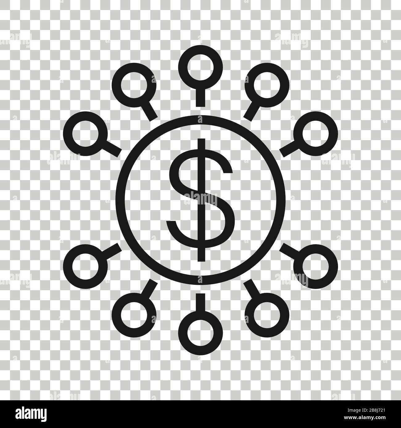 Money revenue icon in flat style. Dollar coin vector illustration on ...
