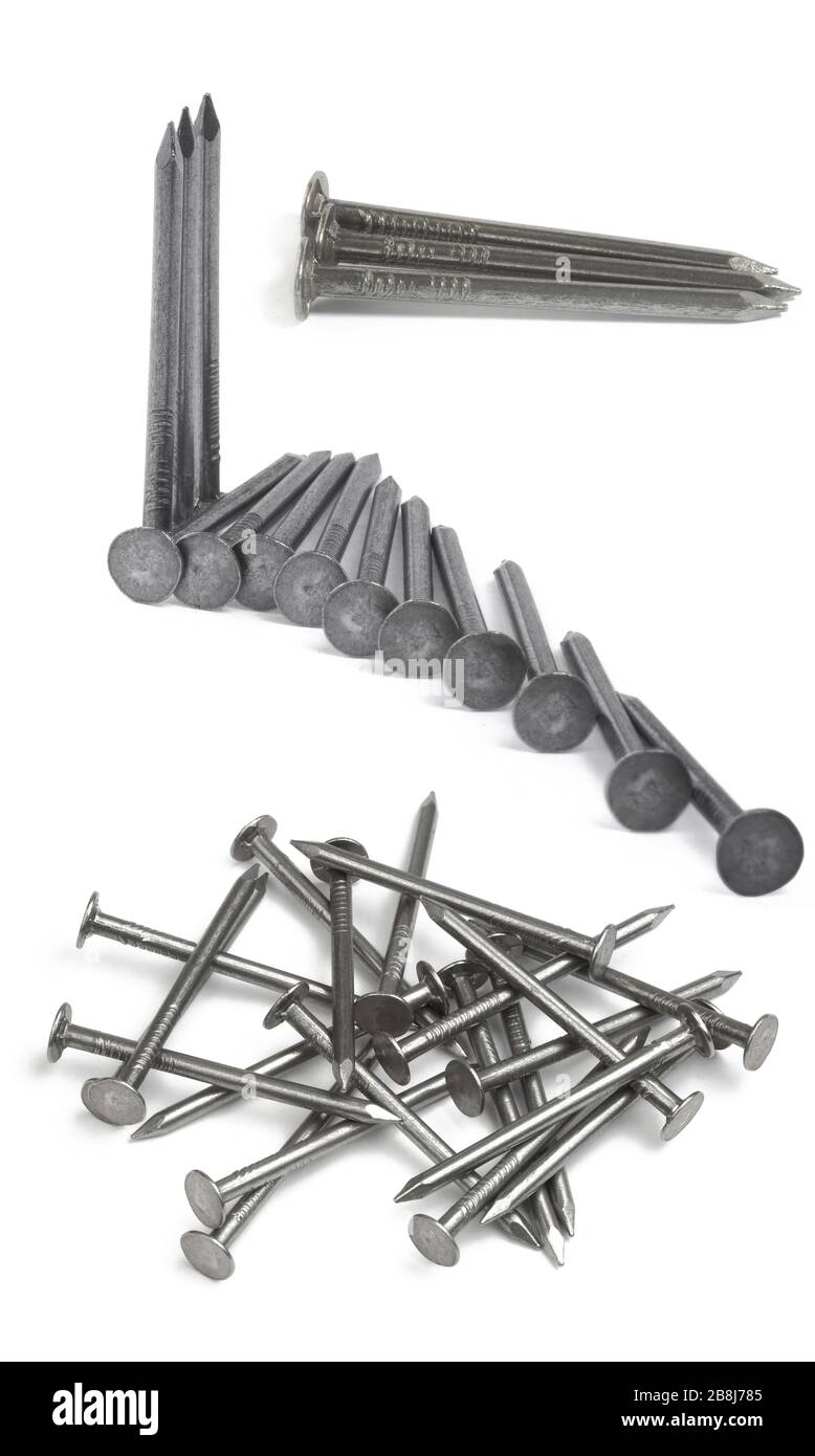 Set of iron Nails isolated on white background Stock Photo - Alamy