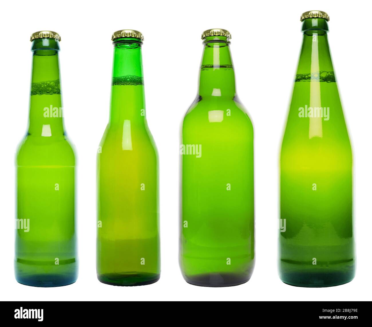 Green beer bottles isolated on white Stock Photo - Alamy