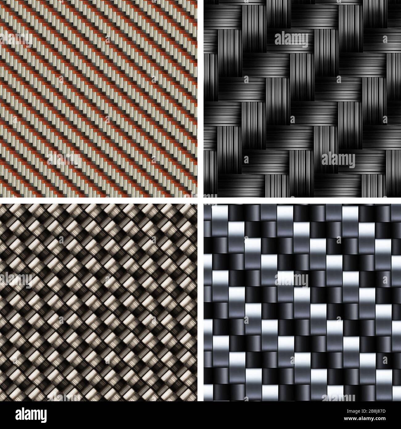 Set of various types of Carbon fiber textures. 3d vector Stock Photo ...