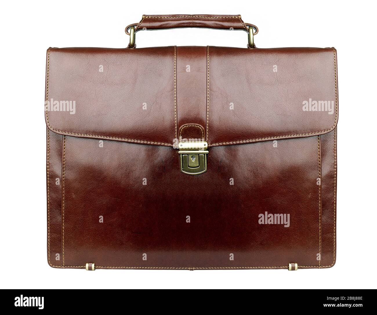 Red business briefcase isolated on white background. Material - skin ...