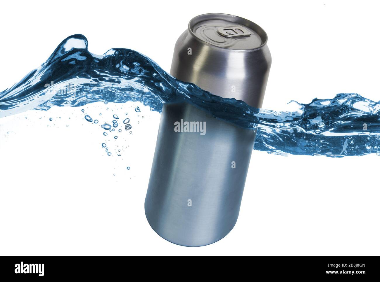 Blank can dropped into water with splash isolated on white Stock Photo ...