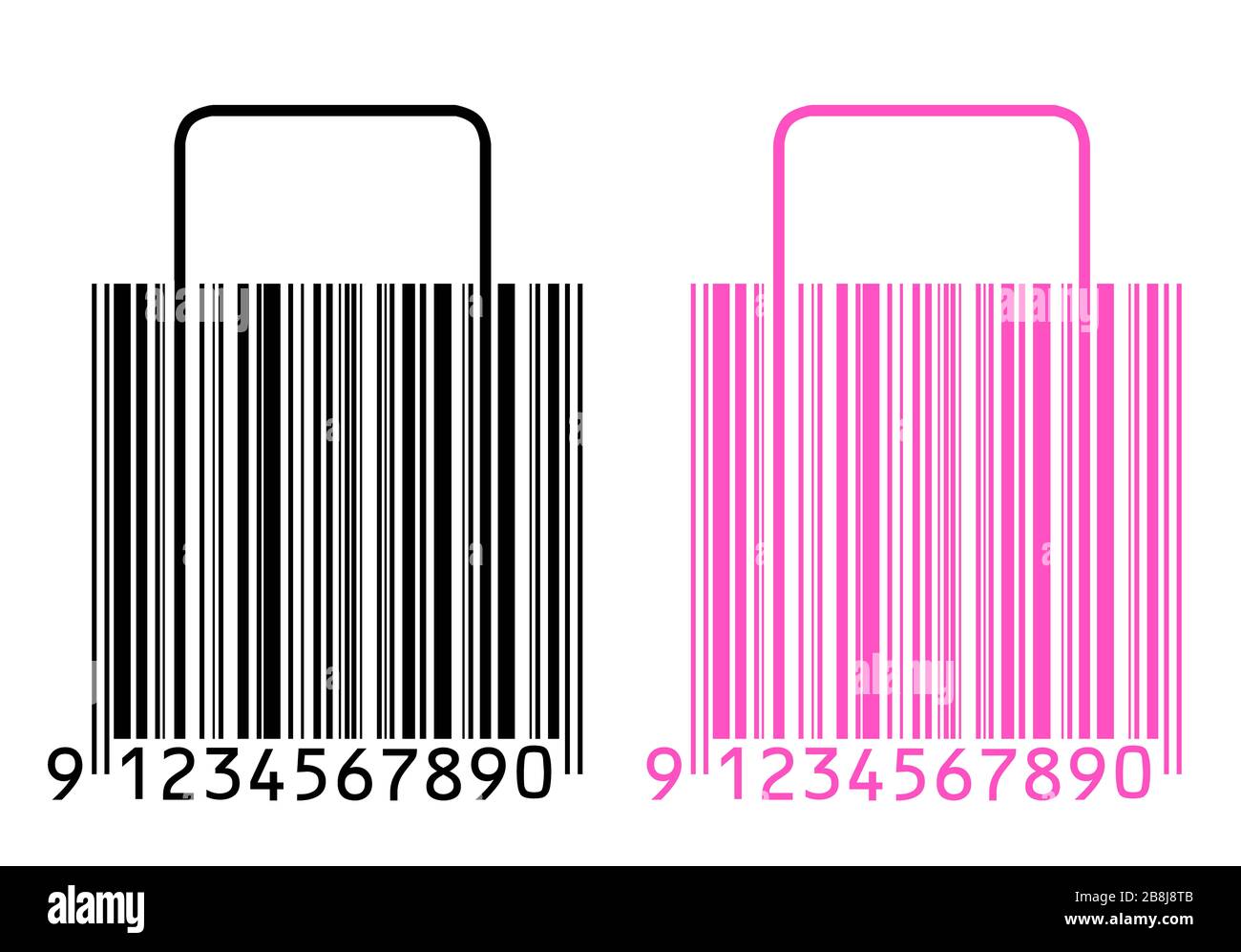 shopping bags stylized as barcode Stock Photo - Alamy