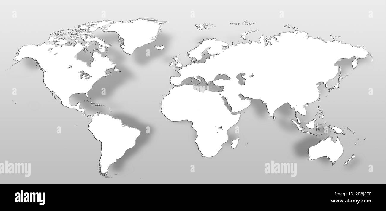 World map with countries atlas Black and White Stock Photos & Images ...