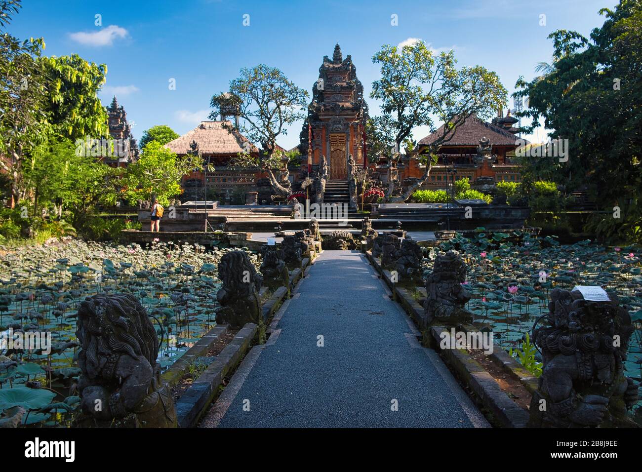 Lotus pond and Pura Saraswati temple (Ubud Water Palace) in Ubud, Bali ...