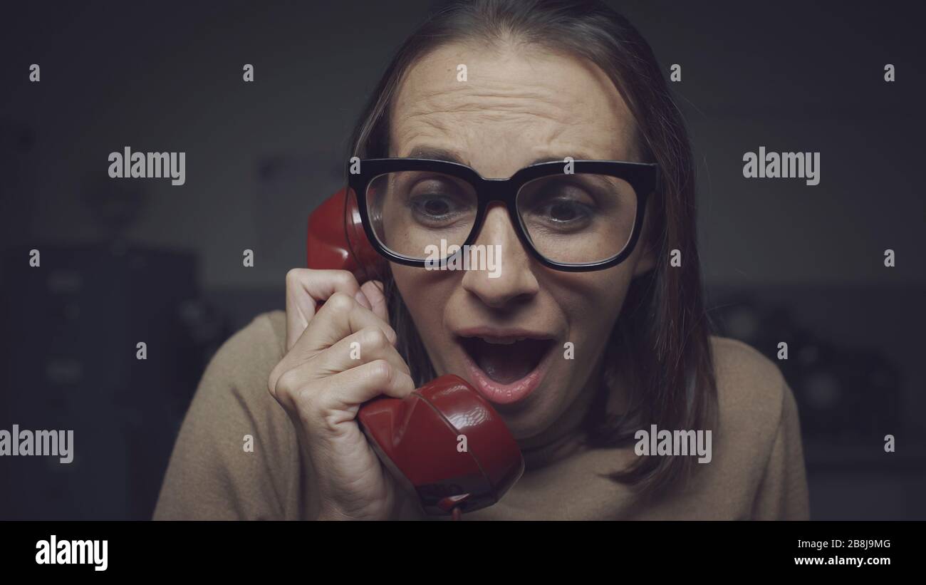 Shocked gasping woman face hi-res stock photography and images - Alamy