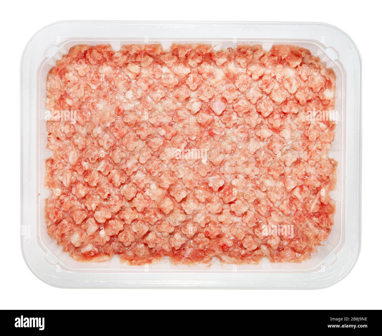 the forcemeat of raw meat in box isolated on white background Stock ...