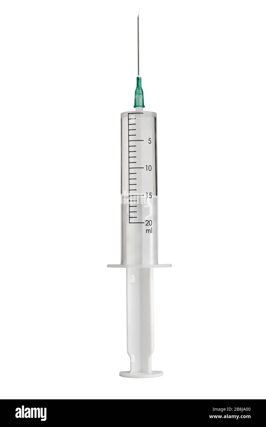 Syringe filled with a clear liquid isolated on white background Stock ...