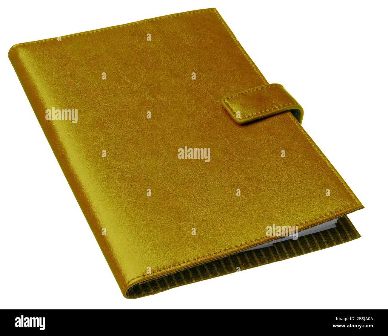 Golden old leather notebook isolated on white background Stock Photo ...