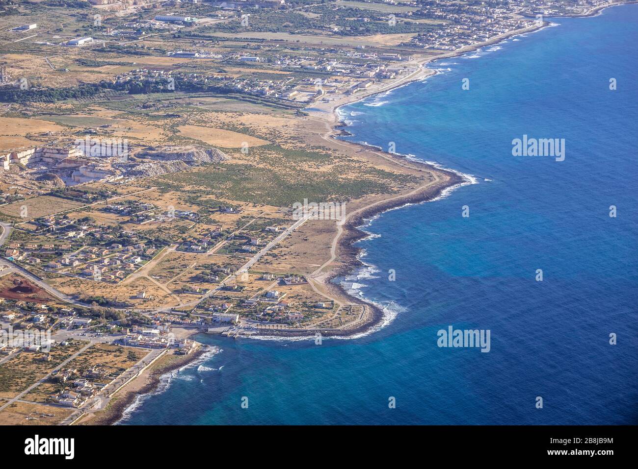 Cornino village seen from Cofano Mountain in Monte Cofano nature ...