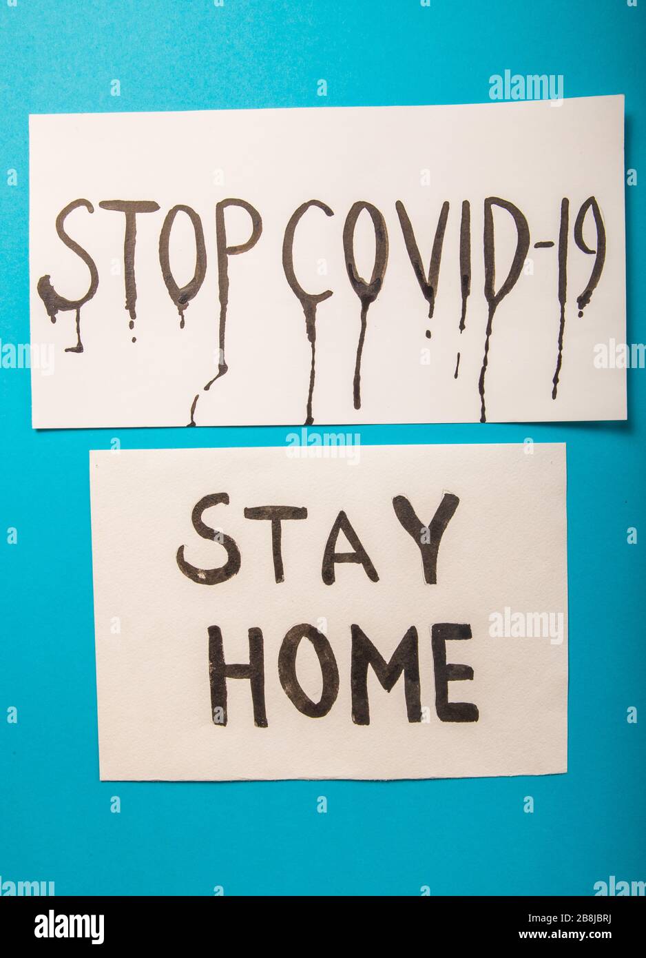 Coronavirus STOP. covid-19 sign on blue background. To stop the virus ...
