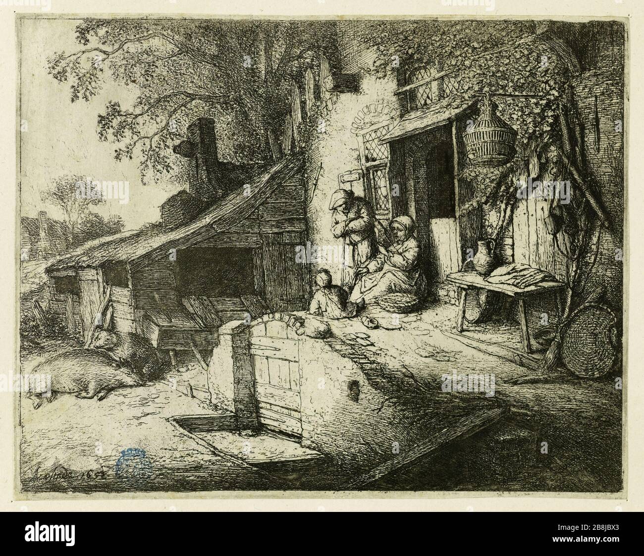 La Fileuse (Bartsch 31) Adriaen Van Ostade (1610-1685). La Fileuse ...