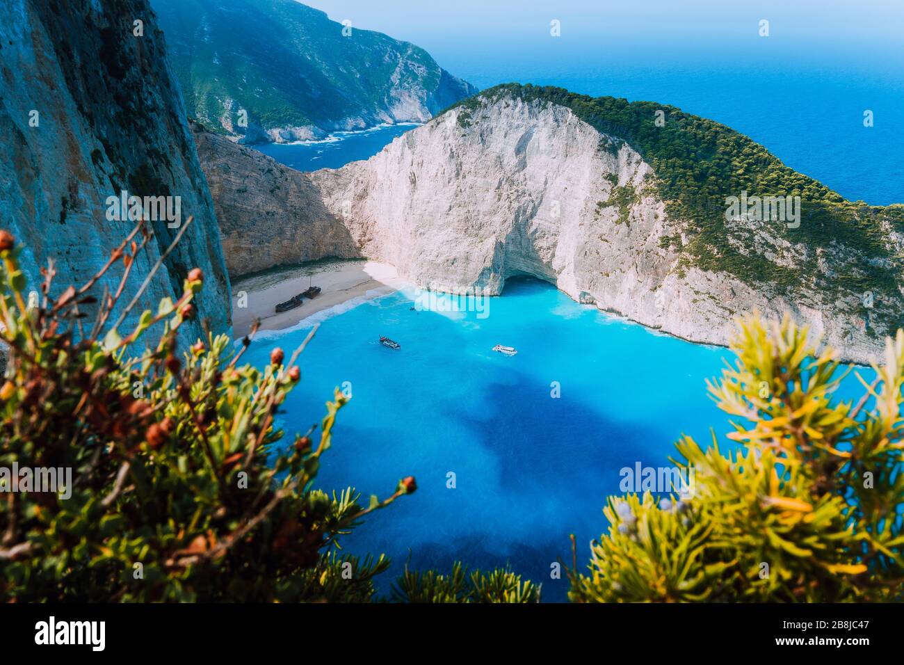 Navagio beach at Zakynthos island, Greece. Stranded panagiotis ...