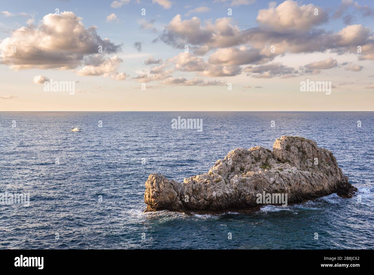 Rocky islet seen from Promontory of Capo Zafferano on the Tyrrhenian ...