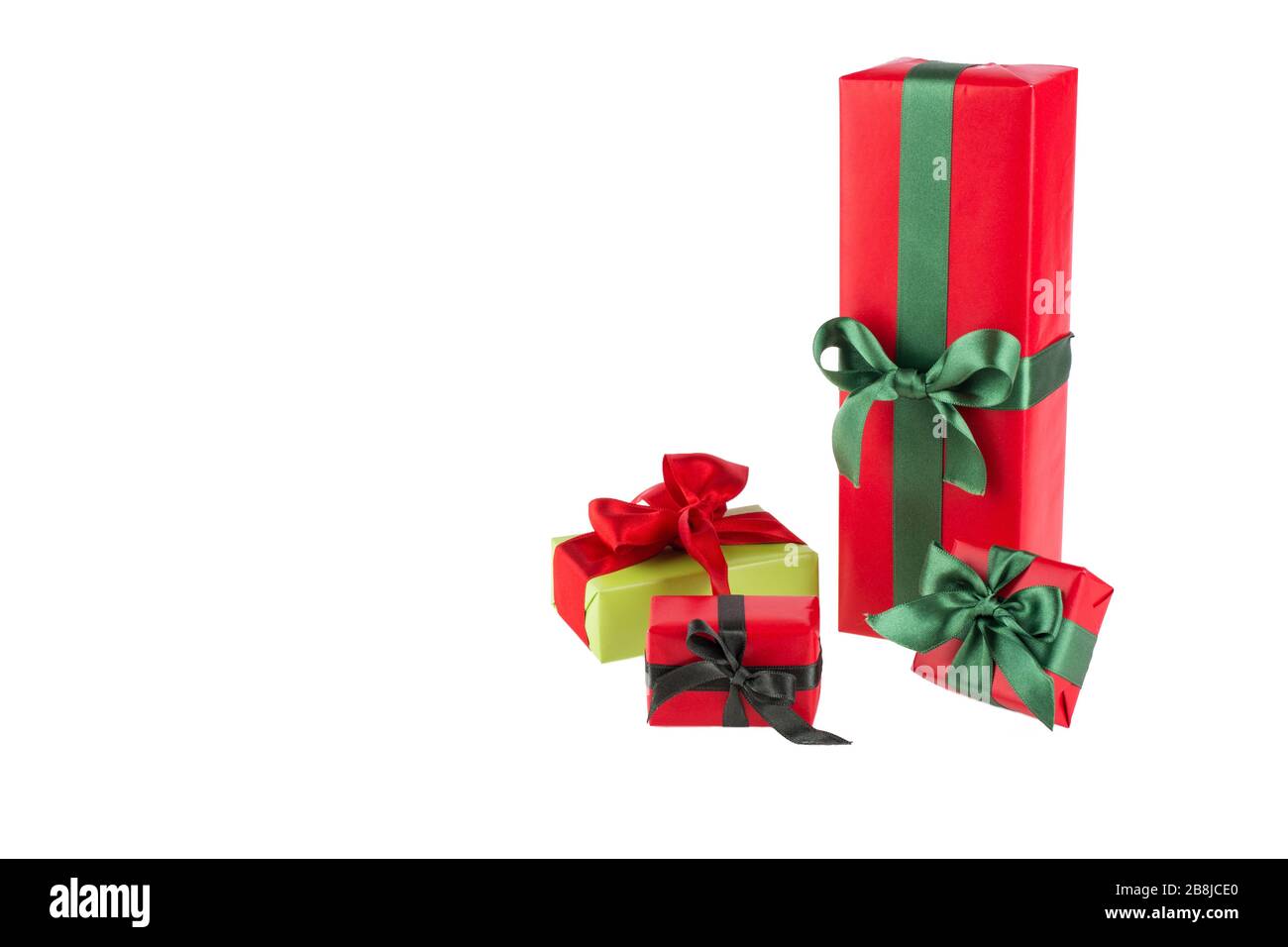 color gift boxes on white background Stock Photo - Alamy