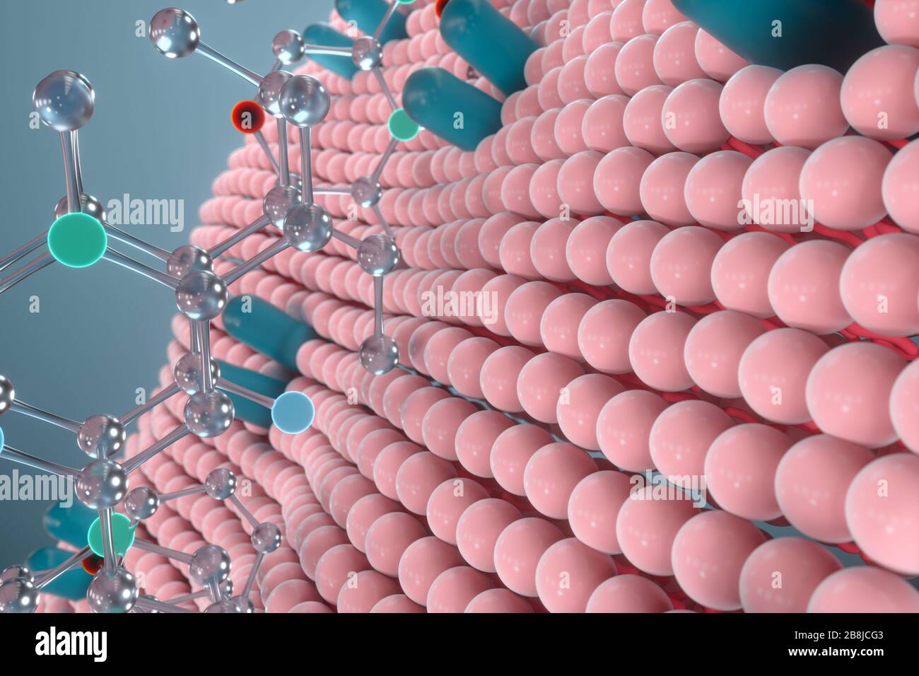 Cell membrane and biology, biological concept, 3d rendering. Computer ...