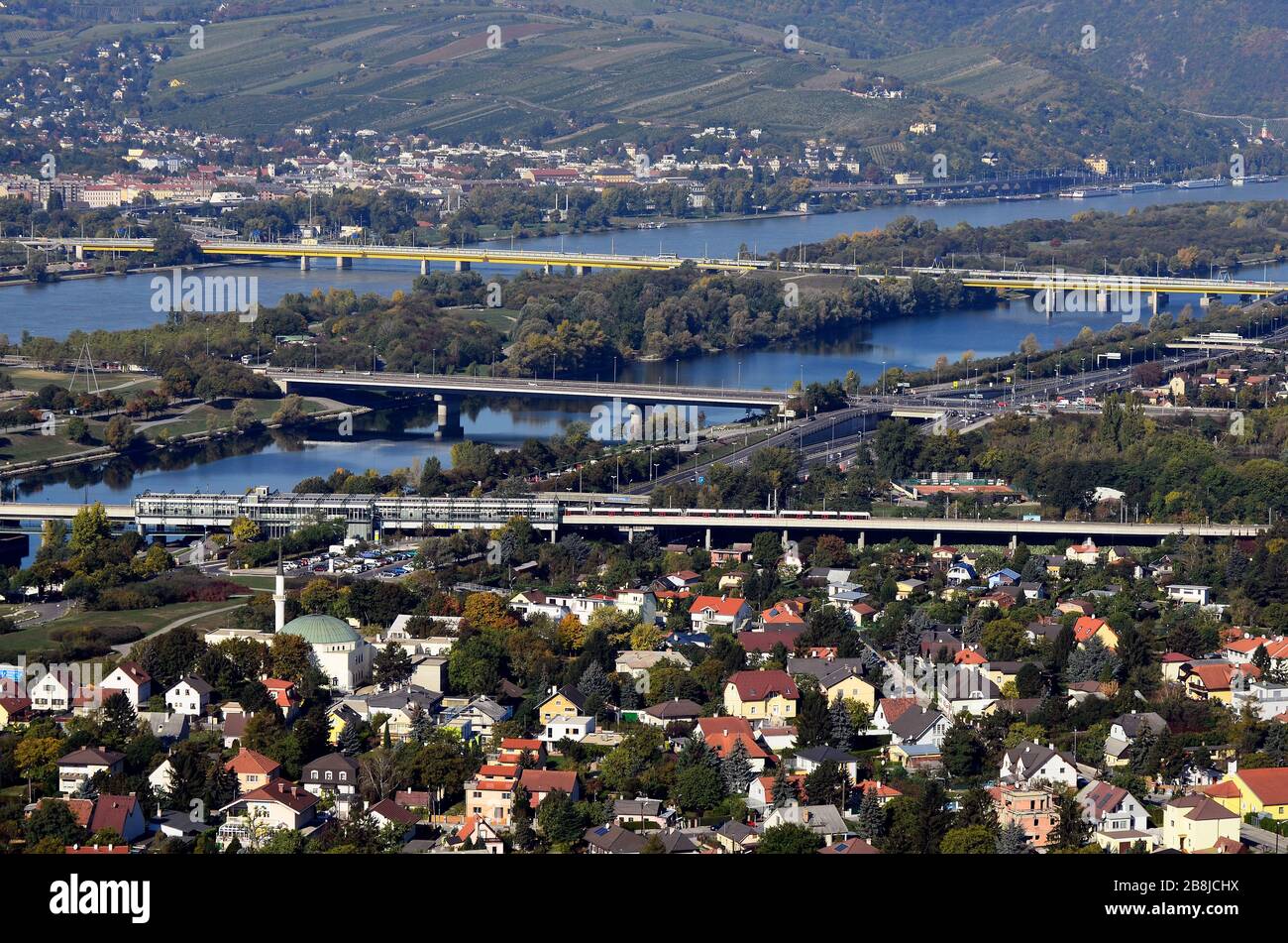 Austria, Vienna, bridges over Danube river an discharge channel Stock ...