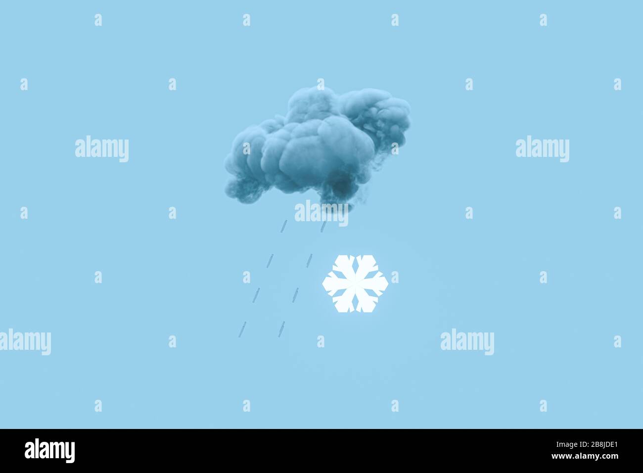 Dark cloud and snow, weather forecast, 3d rendering. Computer digital ...