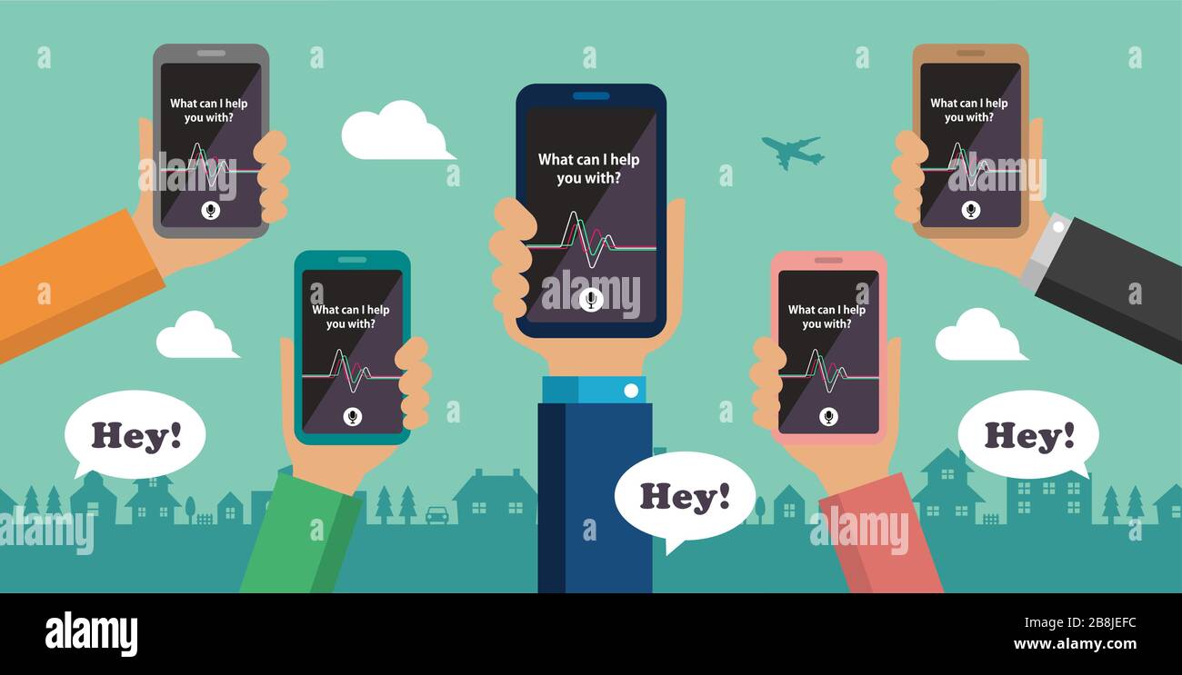 Concierge app ( personal voice assistant / siri ) vector banner ...