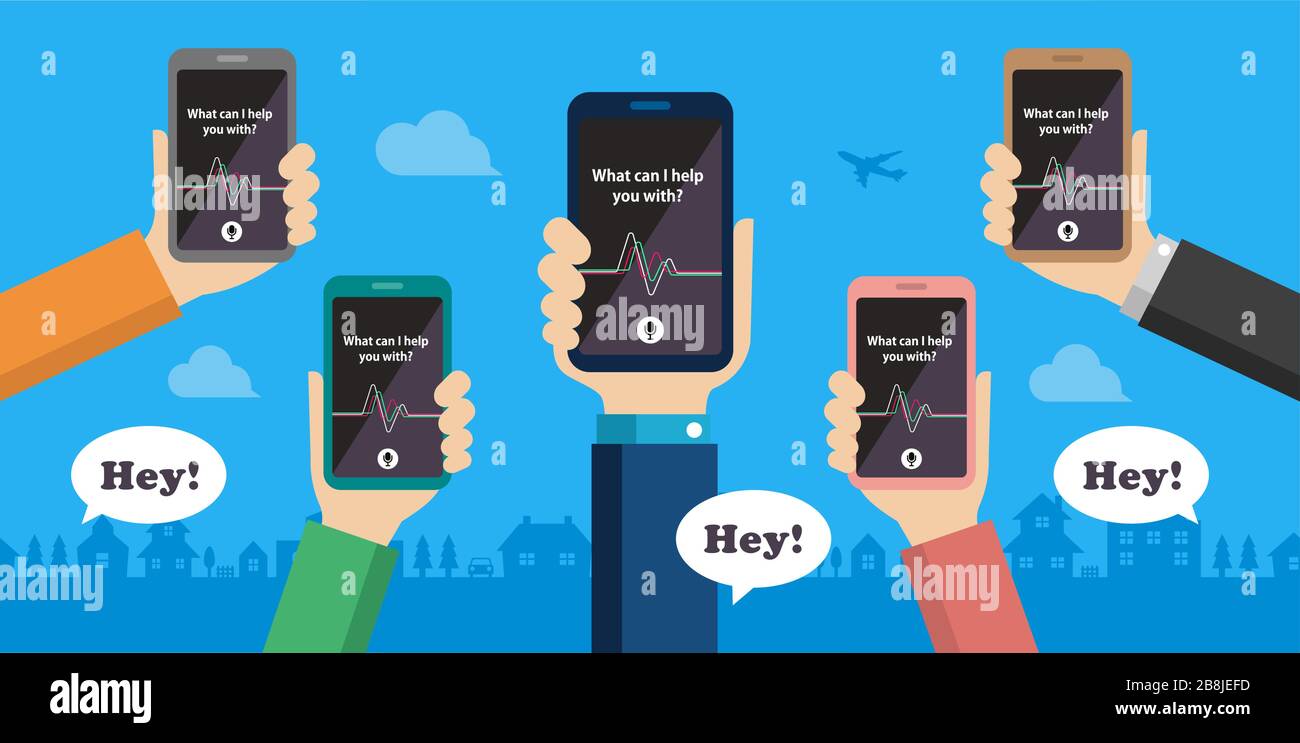 Concierge app ( personal voice assistant / siri ) vector banner ...