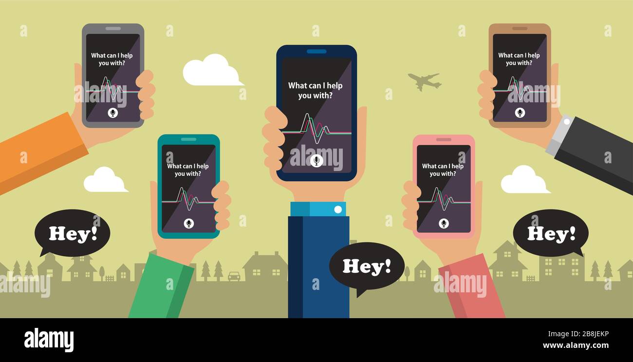 Concierge app ( personal voice assistant / siri ) vector banner ...