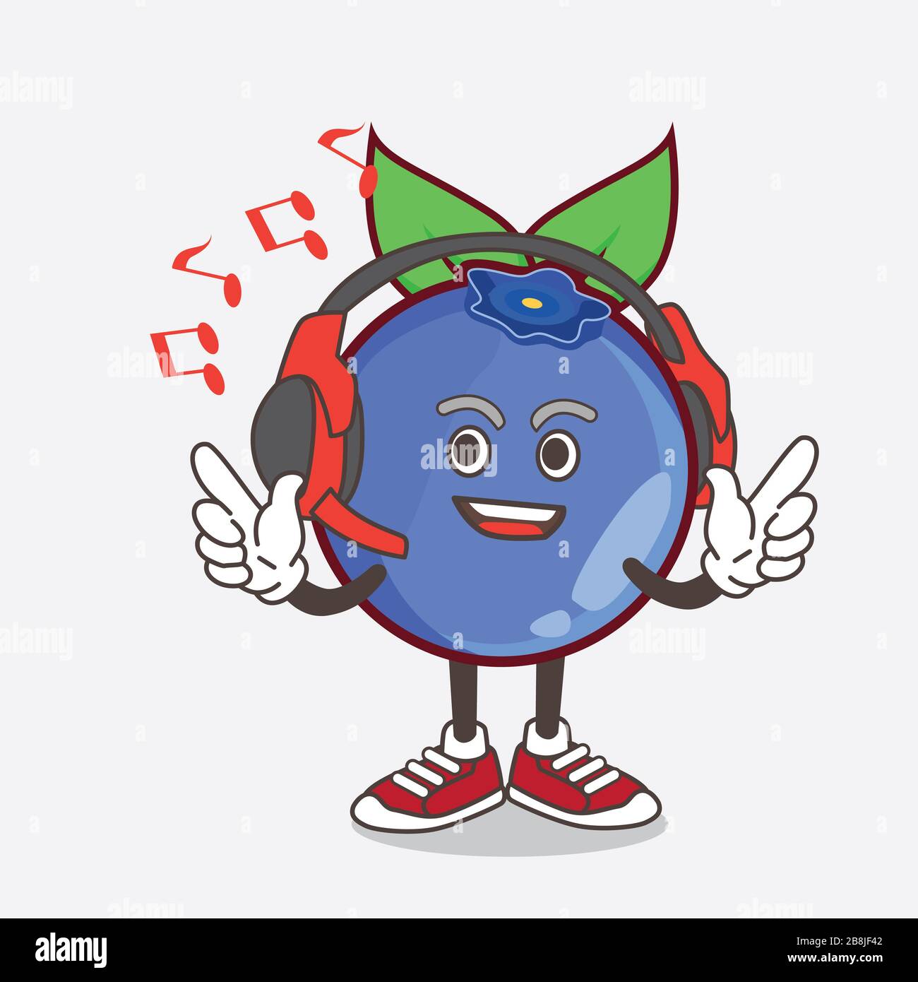 An illustration of Blueberry Fruit cartoon mascot character Listening ...